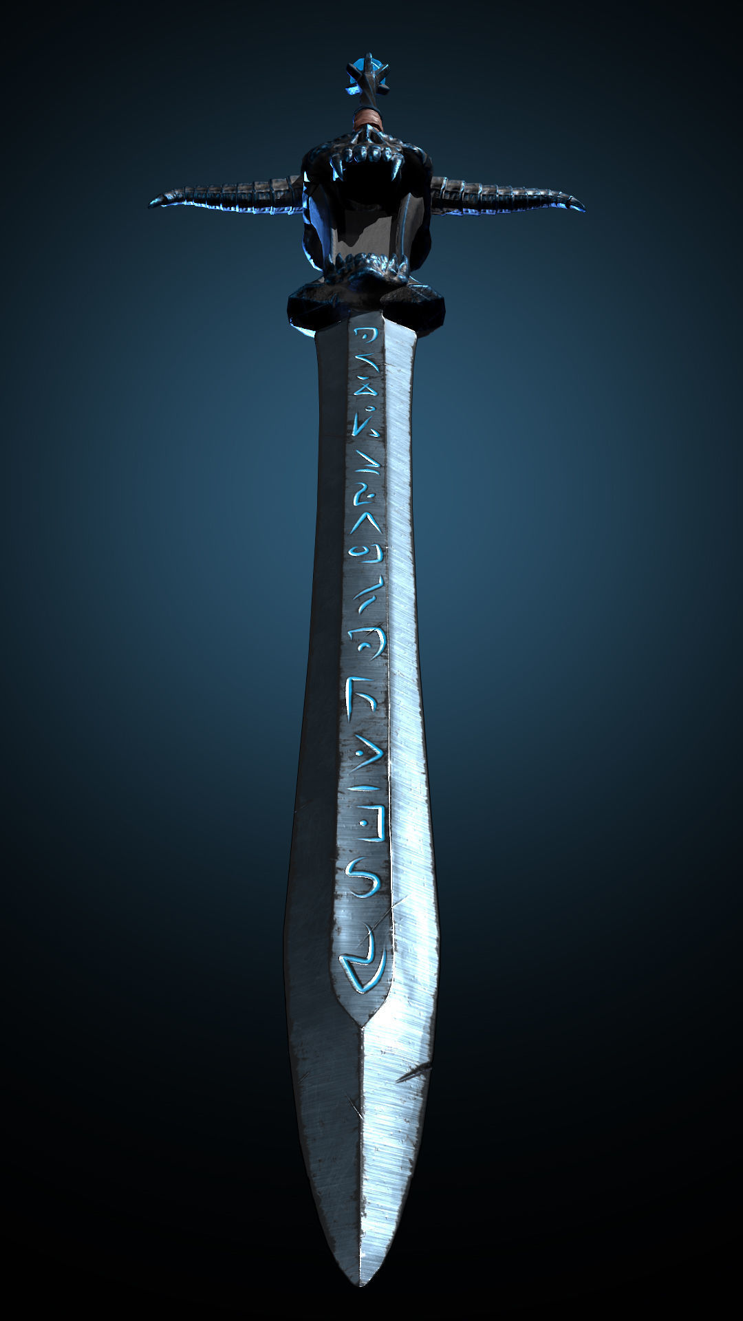 3D model Evil Skull sword PBR game ready asset VR / AR / low-poly ...