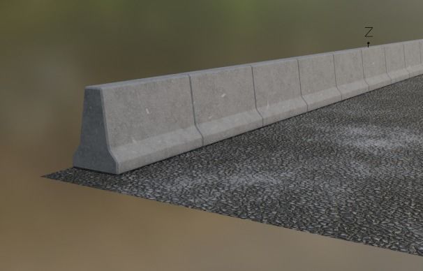 Barrier concrete curb on side of road 3D model | CGTrader