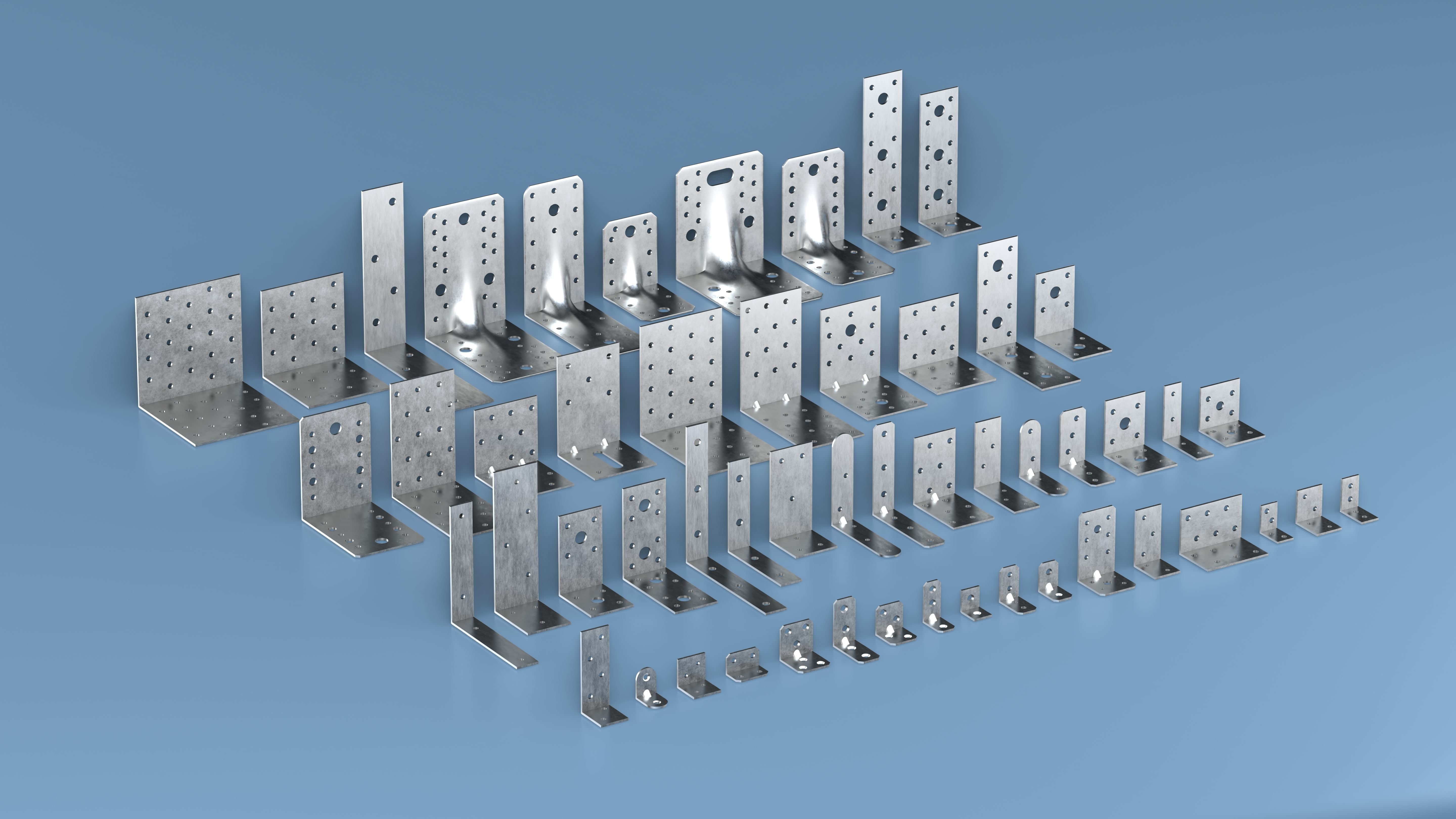 stainless steel angle brackets 53 parts collection 3D model | CGTrader