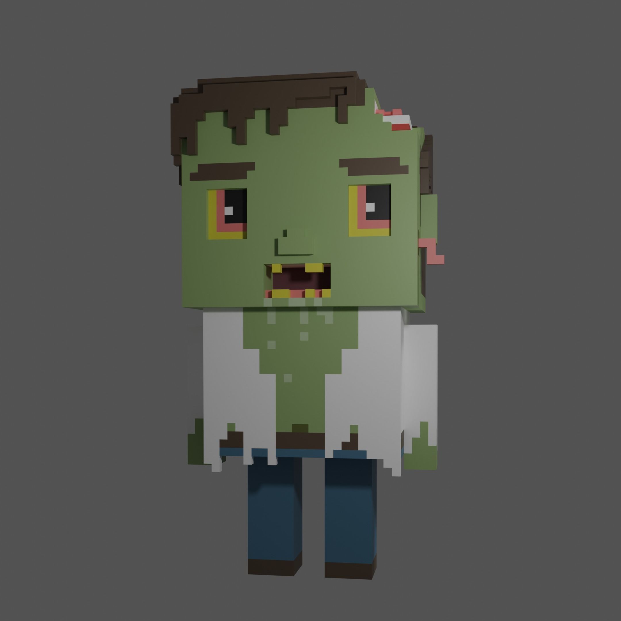 Rigged Voxel Cube Zombie 3D model animated rigged | CGTrader