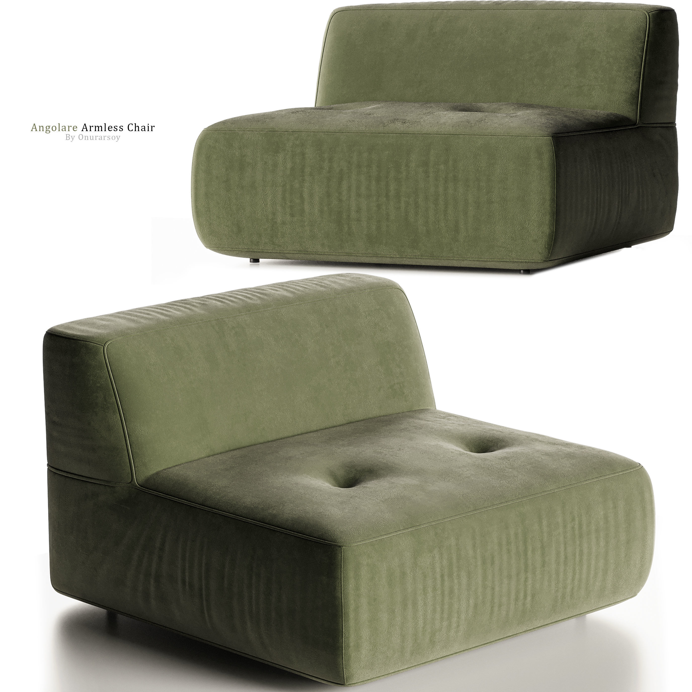 Crate and Barrel Angolare Armless Sofa 3D model | CGTrader