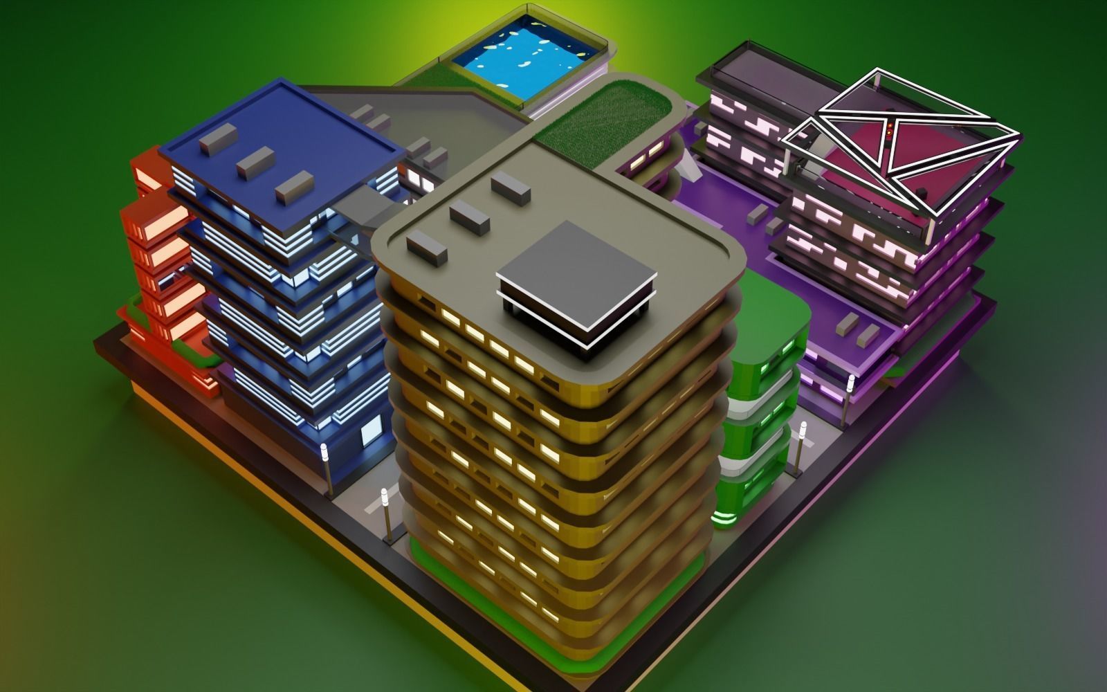 3D model The Night City - Blender VR / AR / low-poly | CGTrader