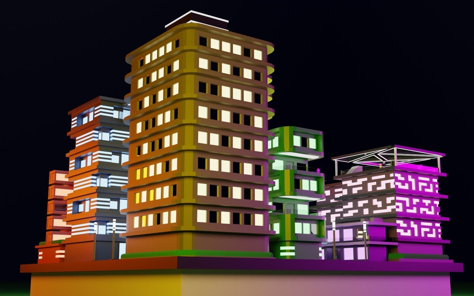 3D model The Night City - Blender VR / AR / low-poly | CGTrader