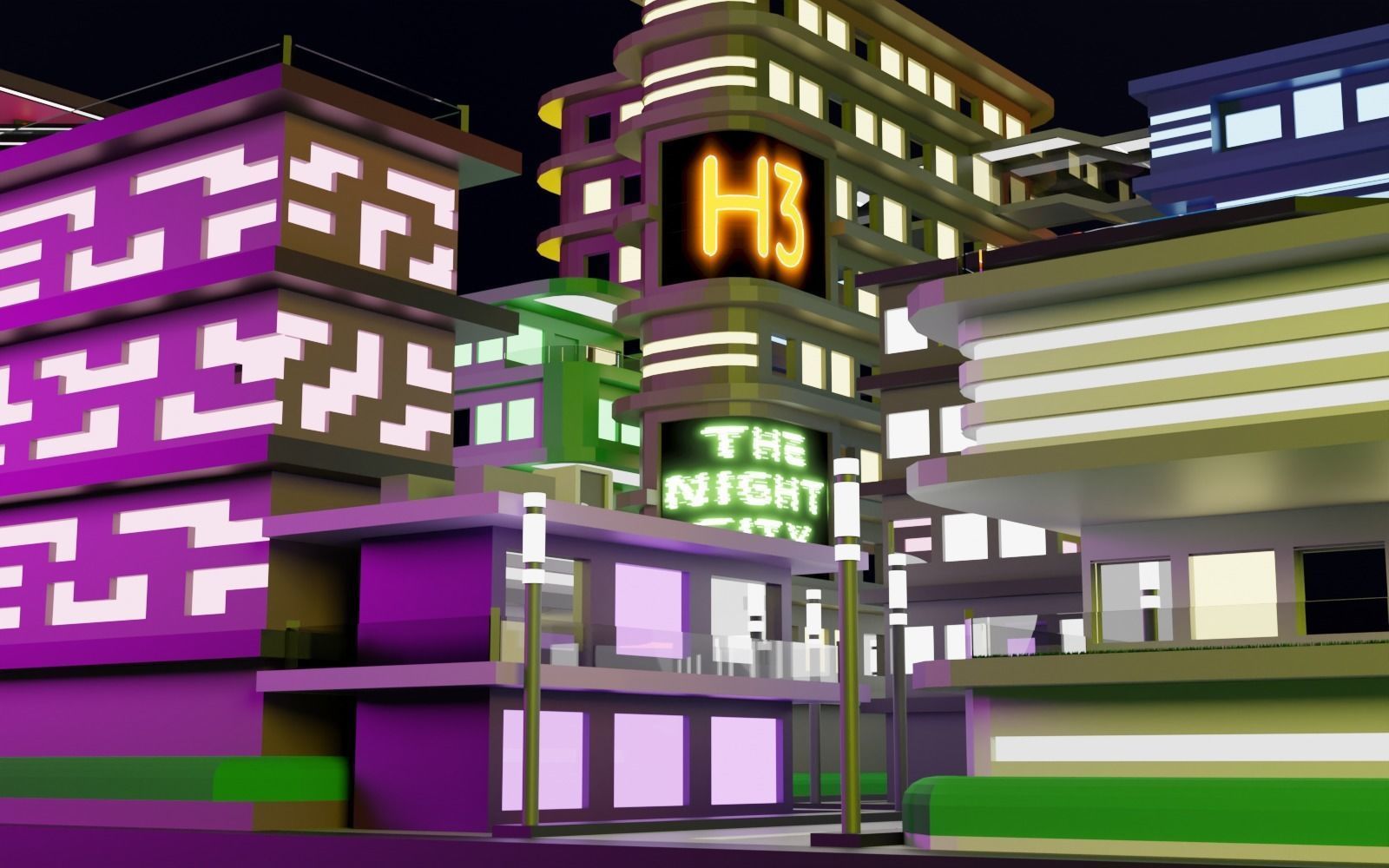 3D model The Night City - Blender VR / AR / low-poly | CGTrader