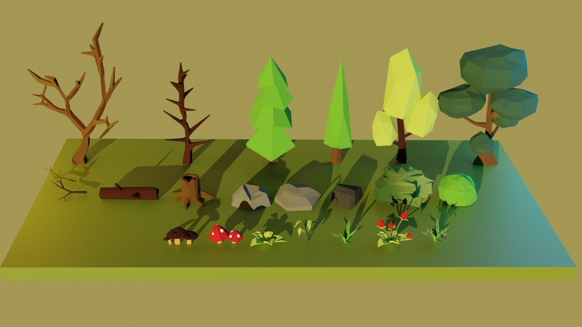 Low poly Forest Pack free VR / AR / low-poly 3D model | CGTrader
