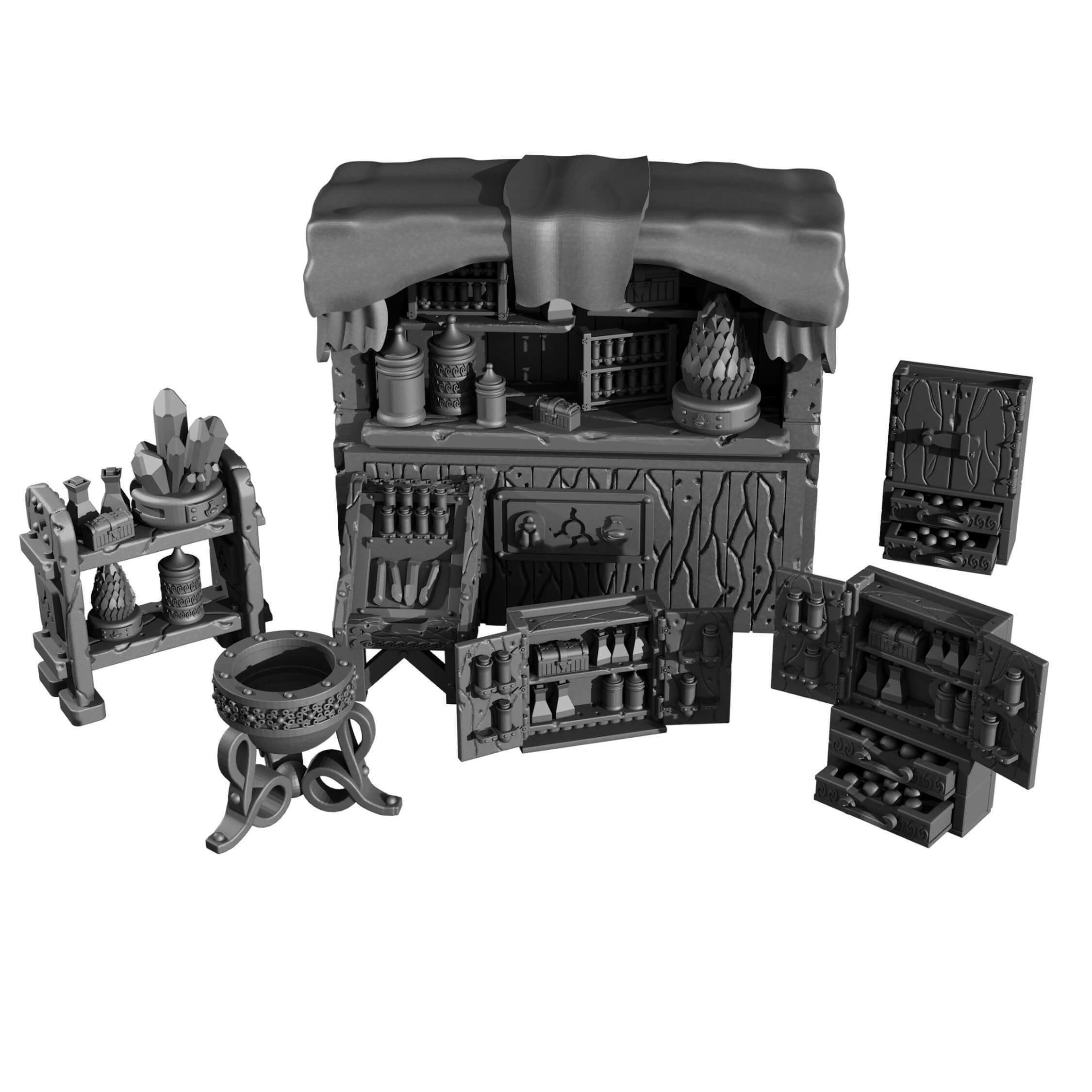 Alchemy Shop And Market Stall Fantasy Tabletop Minis 3D model 3D ...