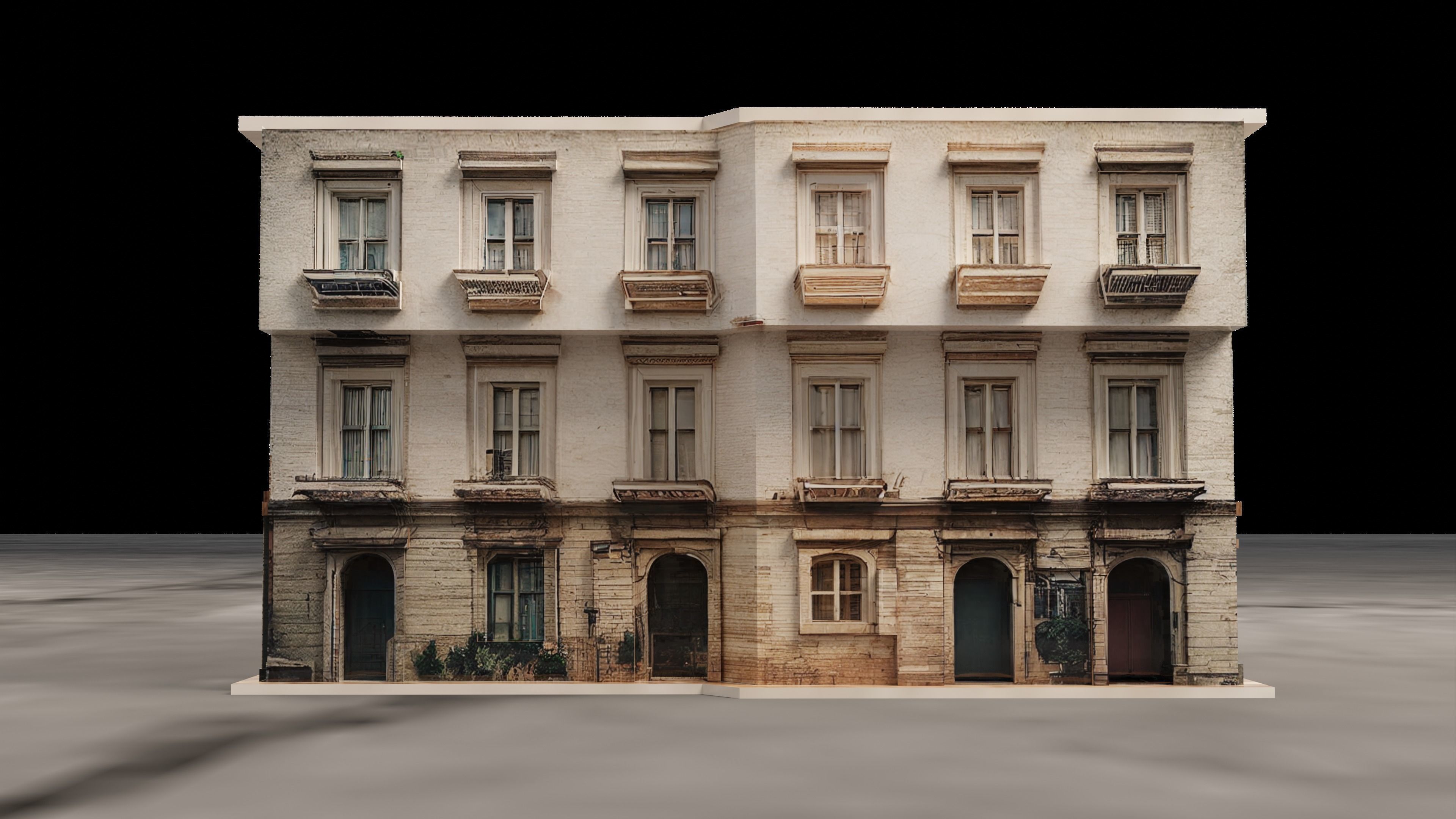 3D model 6 Realistic Low Poly Buildings building VR / AR / low-poly ...