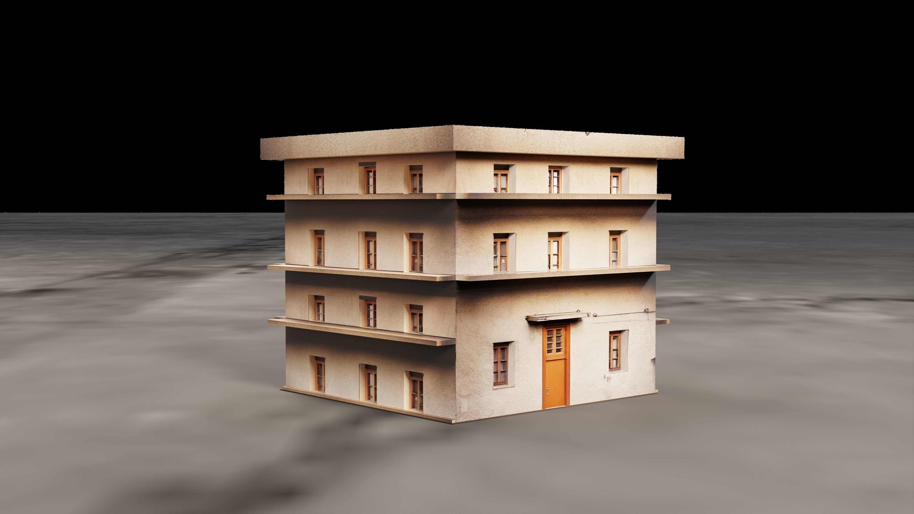 3D model 6 Realistic Low Poly Buildings building VR / AR / low-poly ...