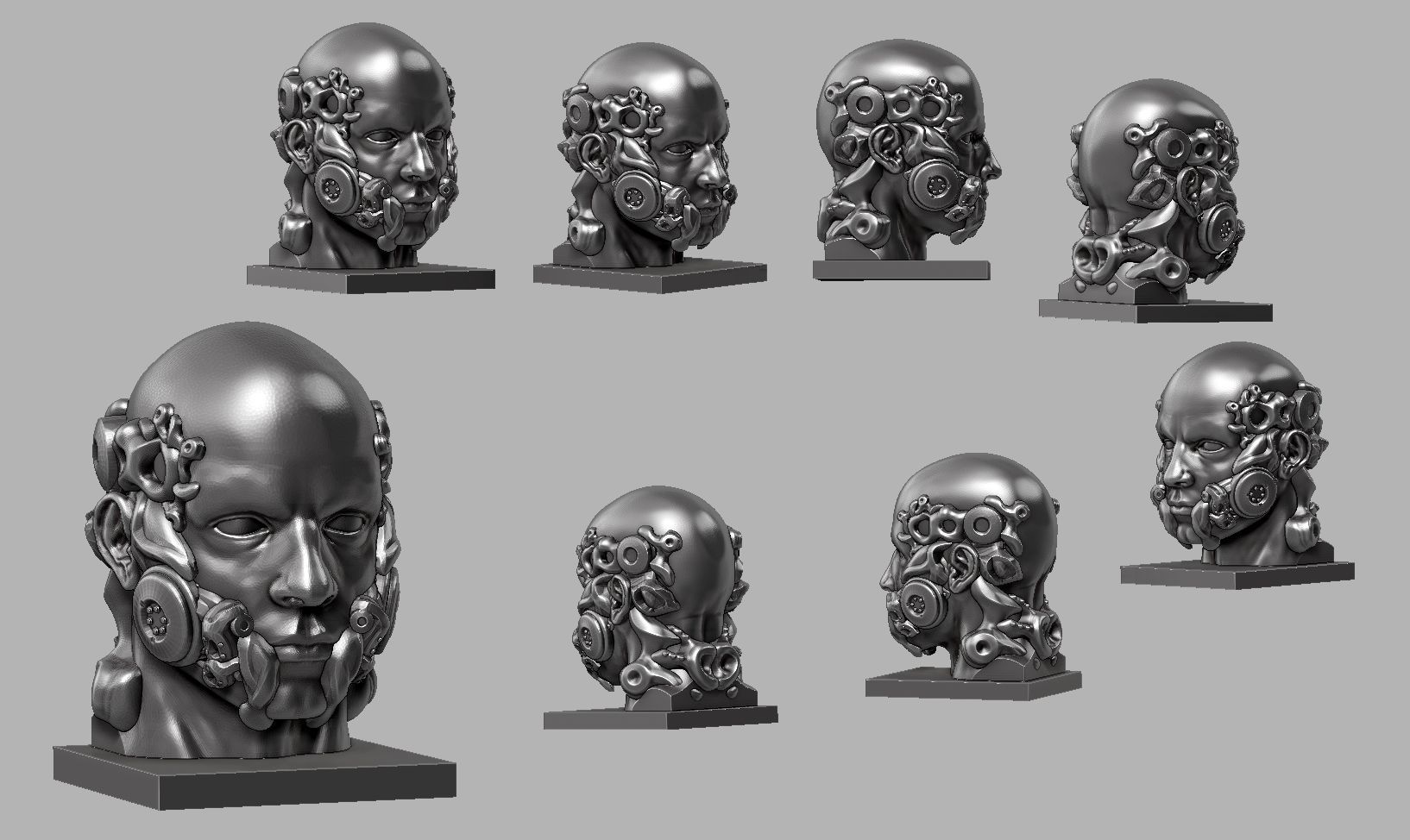 human robot head bust a04 3D model 3D printable | CGTrader