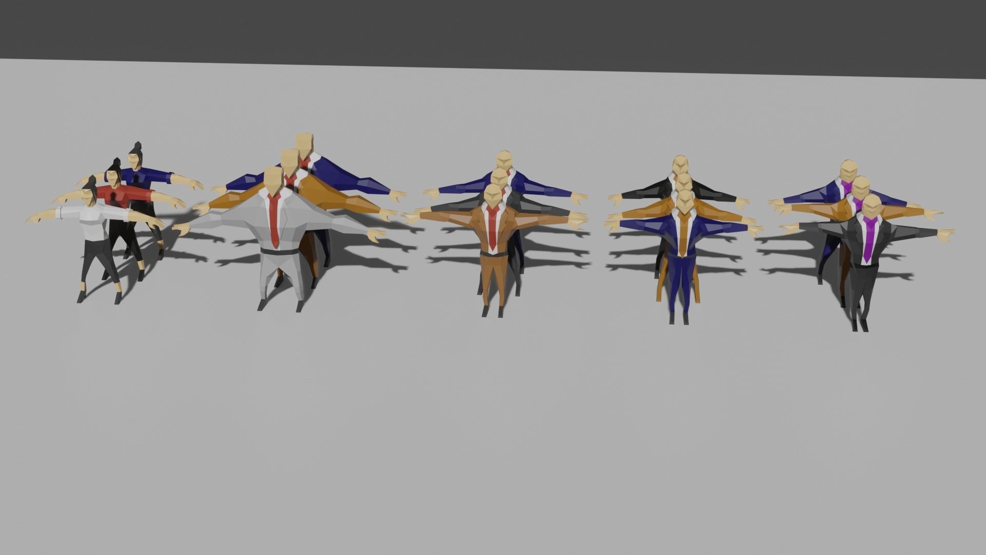 3D model Low Poly Rigged office workers Low-poly 3D model VR / AR / low ...