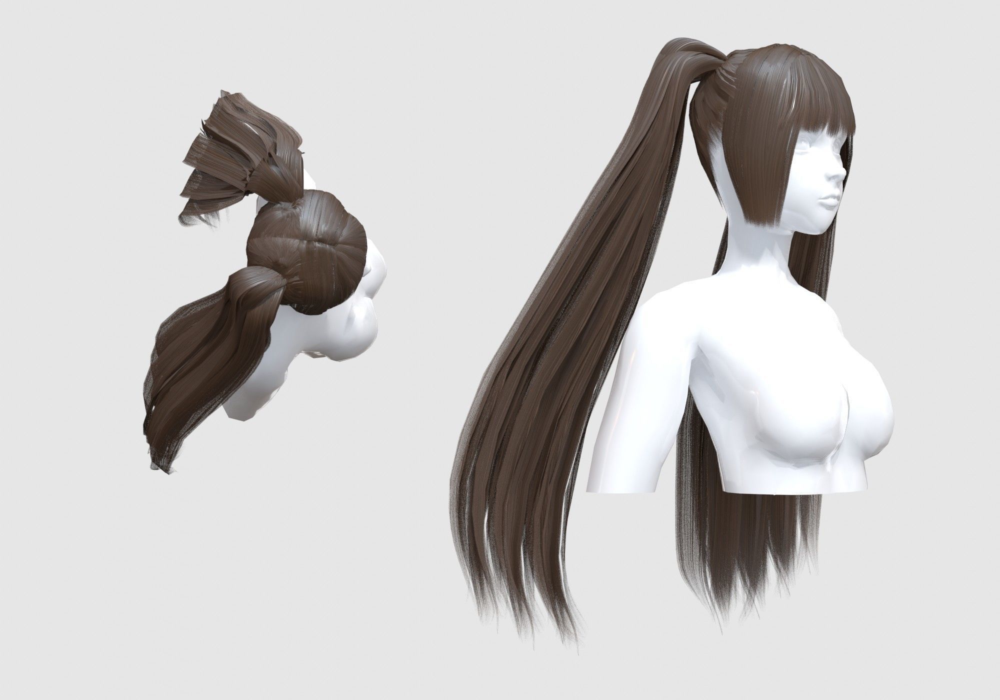 Straight Pigtails Hairstyle 3D model | CGTrader