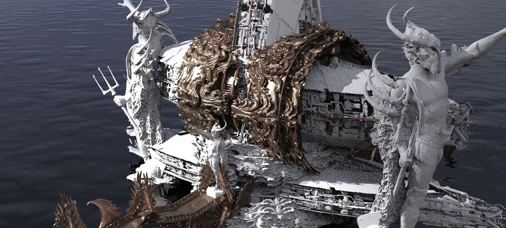 Ocean Cyberpunk Atlantis Deep city ring Kit bash 3D model | CGTrader