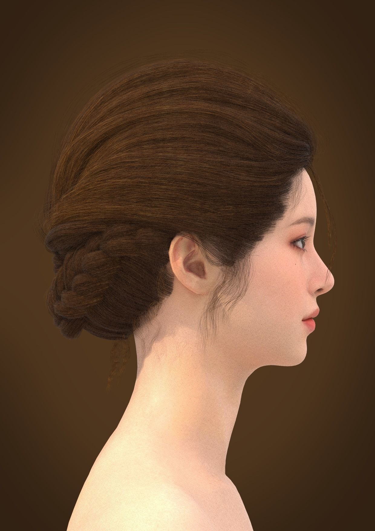 Bun hair 016-FV2 for Yuna-FV2 3D model from 3DClo Software 3D model | CGTrader