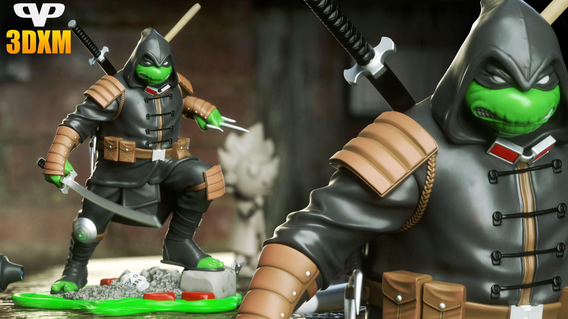 Last Ronin Michelangelo STL for 3D Printing ChibiSTL 3DXM 3D model 3D ...