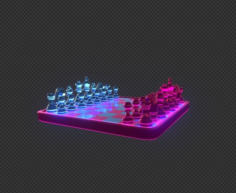 checkerboard neon chess board free 3D model | CGTrader