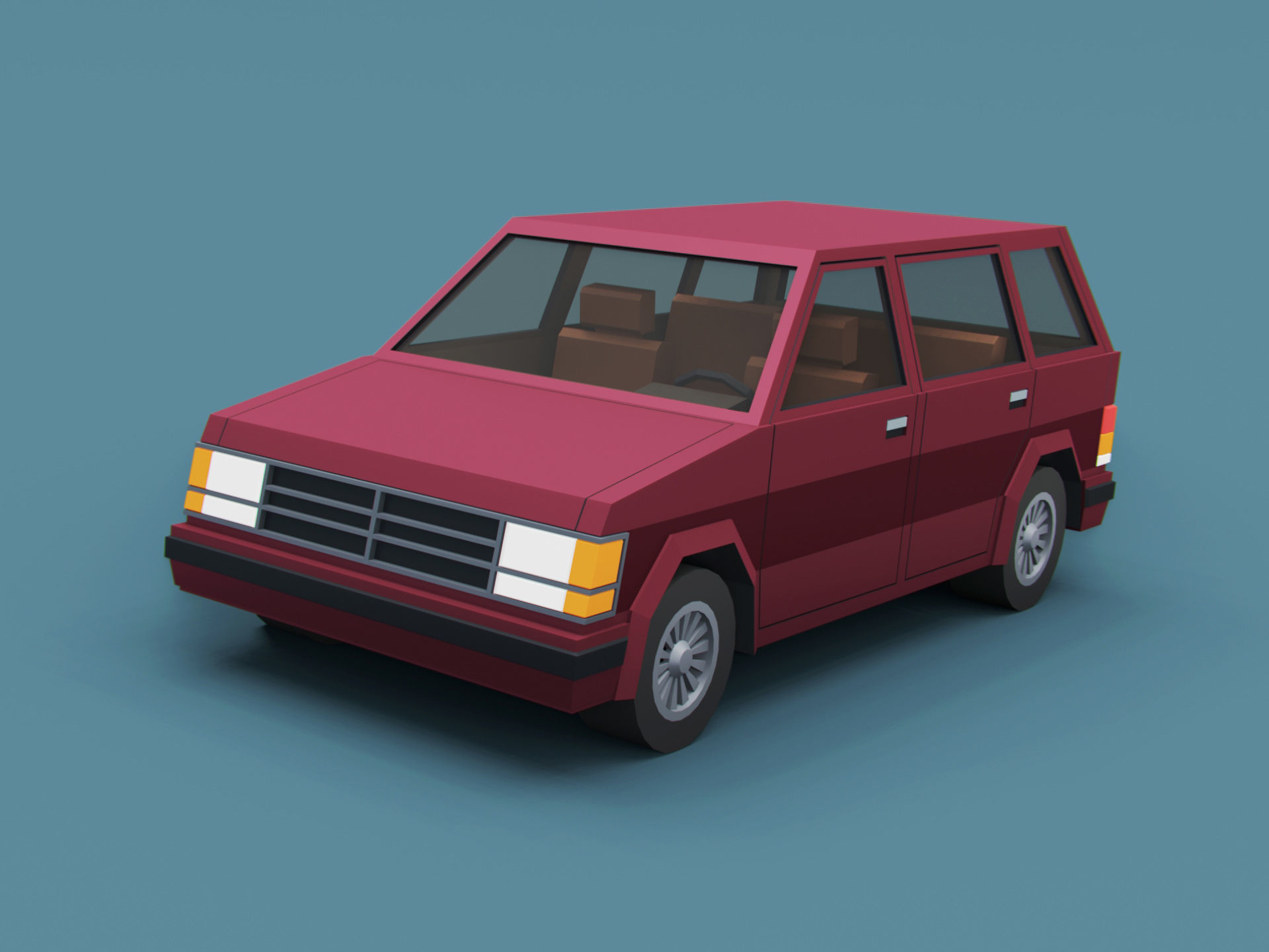 3D model Stylized Cartoon Minivan 80s VR / AR / low-poly | CGTrader