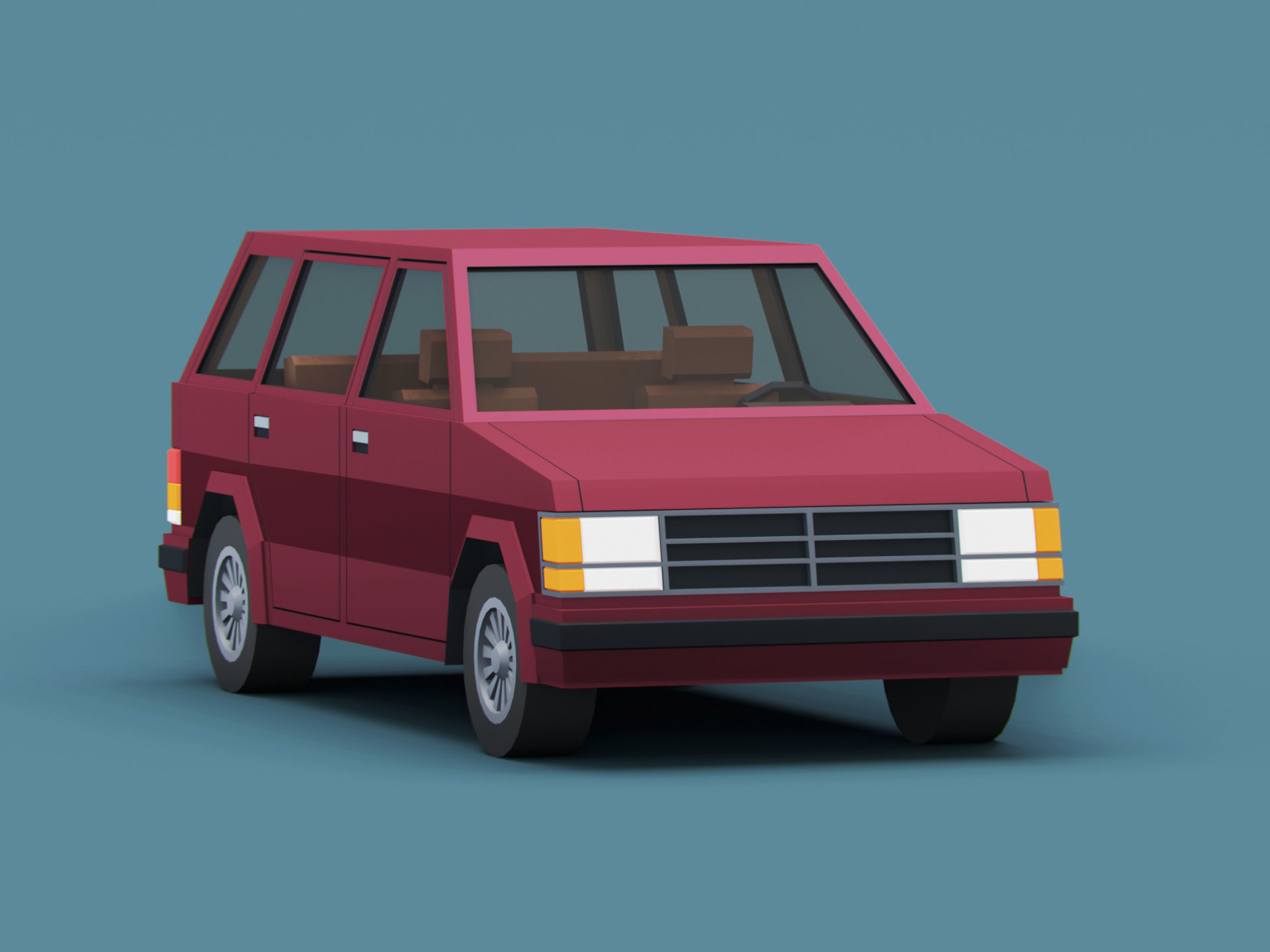 3D model Stylized Cartoon Minivan 80s VR / AR / low-poly | CGTrader