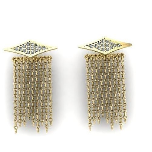 Earrings with chains Model 2021 3D model 3D printable | CGTrader