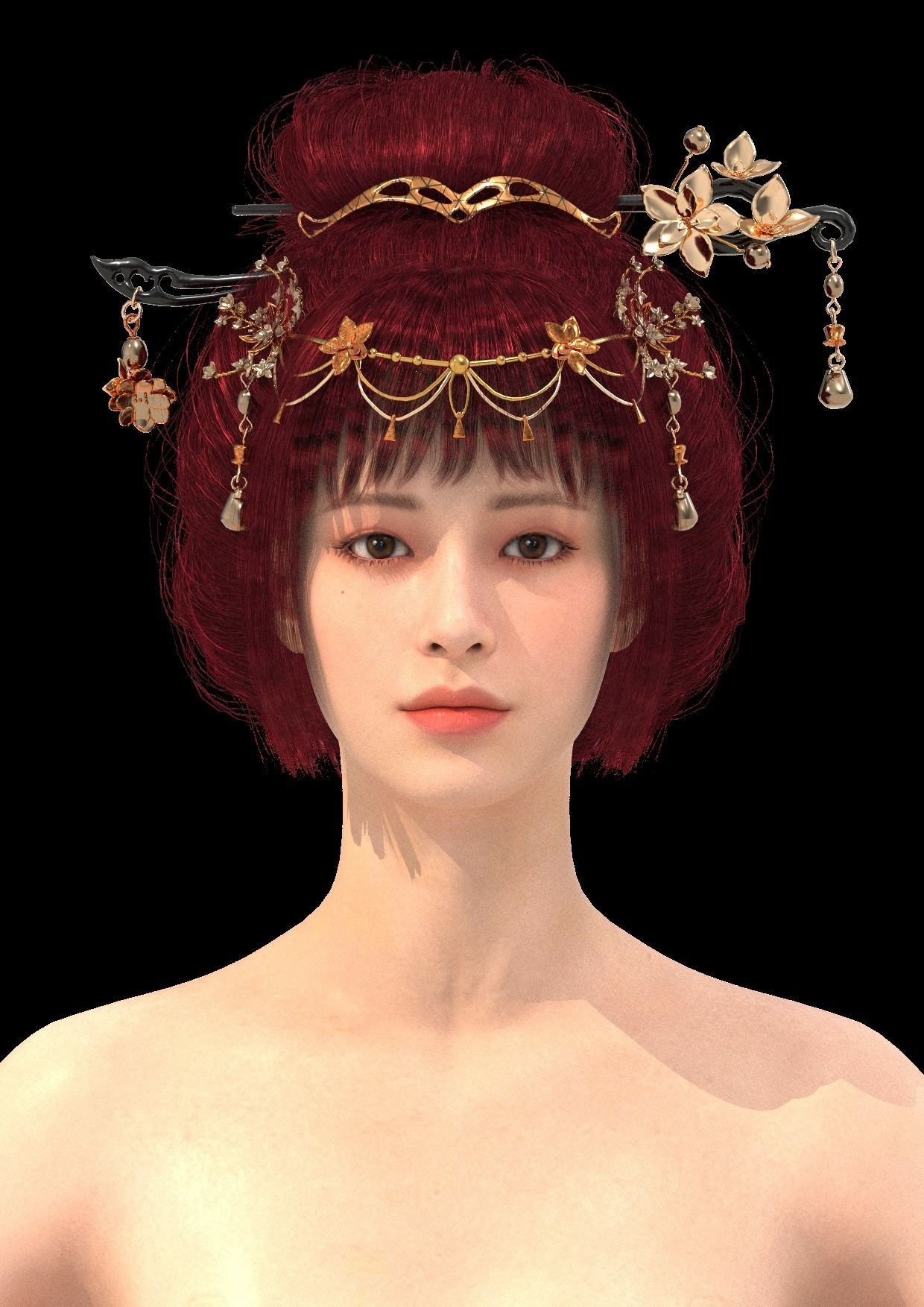 Long hair 031-FV2 for Yuna-FV2 3D model from 3DClo Software 3D model | CGTrader