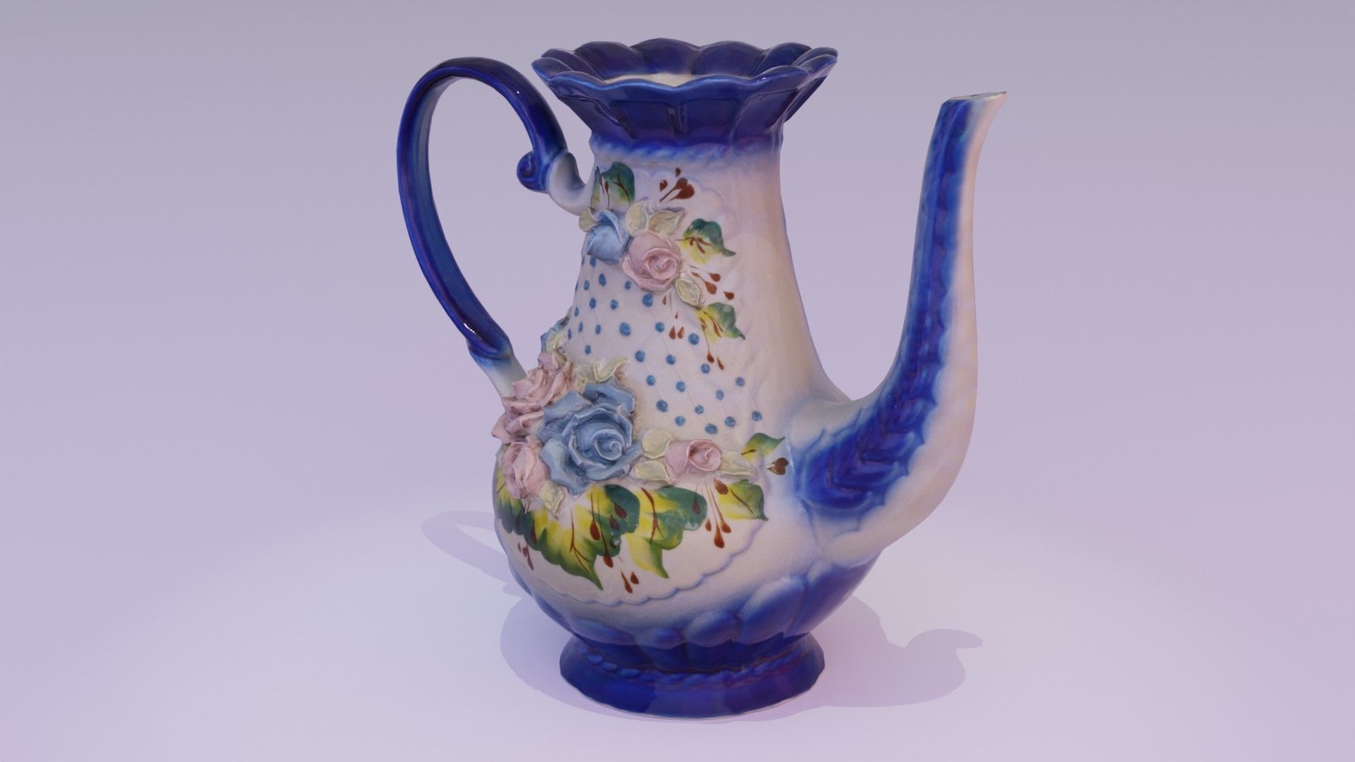 Porcelain pitcher with roses 3D model | CGTrader