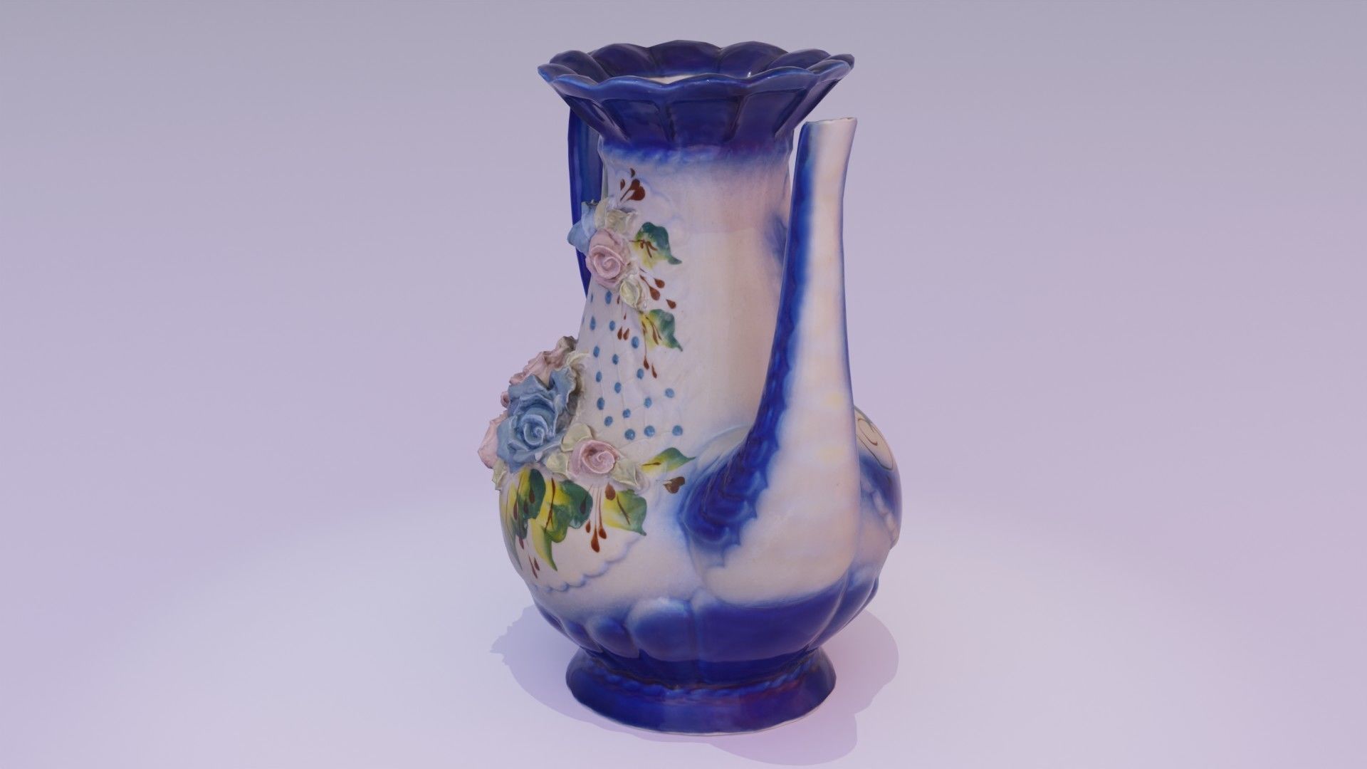 Porcelain pitcher with roses 3D model | CGTrader