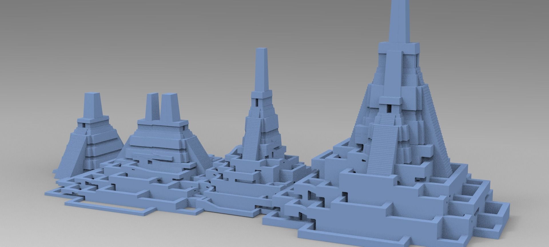 Aztec Ritual Maze With Pyramid 4 designs 3D model | CGTrader