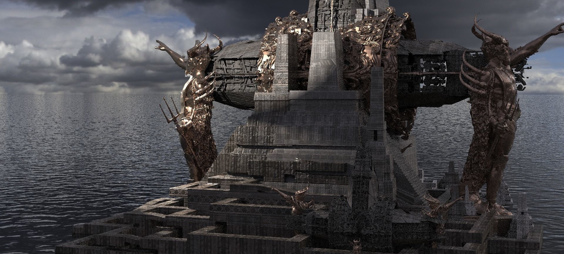 Ancient gods Maze Temple dungeon Kit bash 3D model | CGTrader