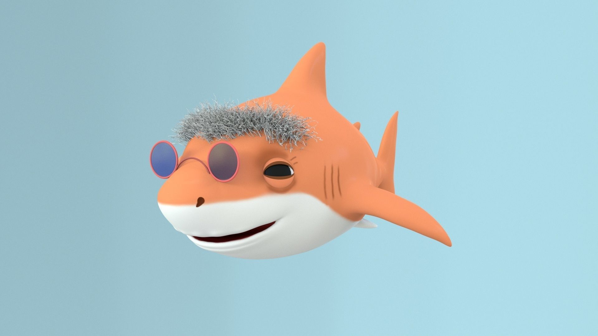 3D model grandma shark fish cartoon VR / AR / low-poly | CGTrader
