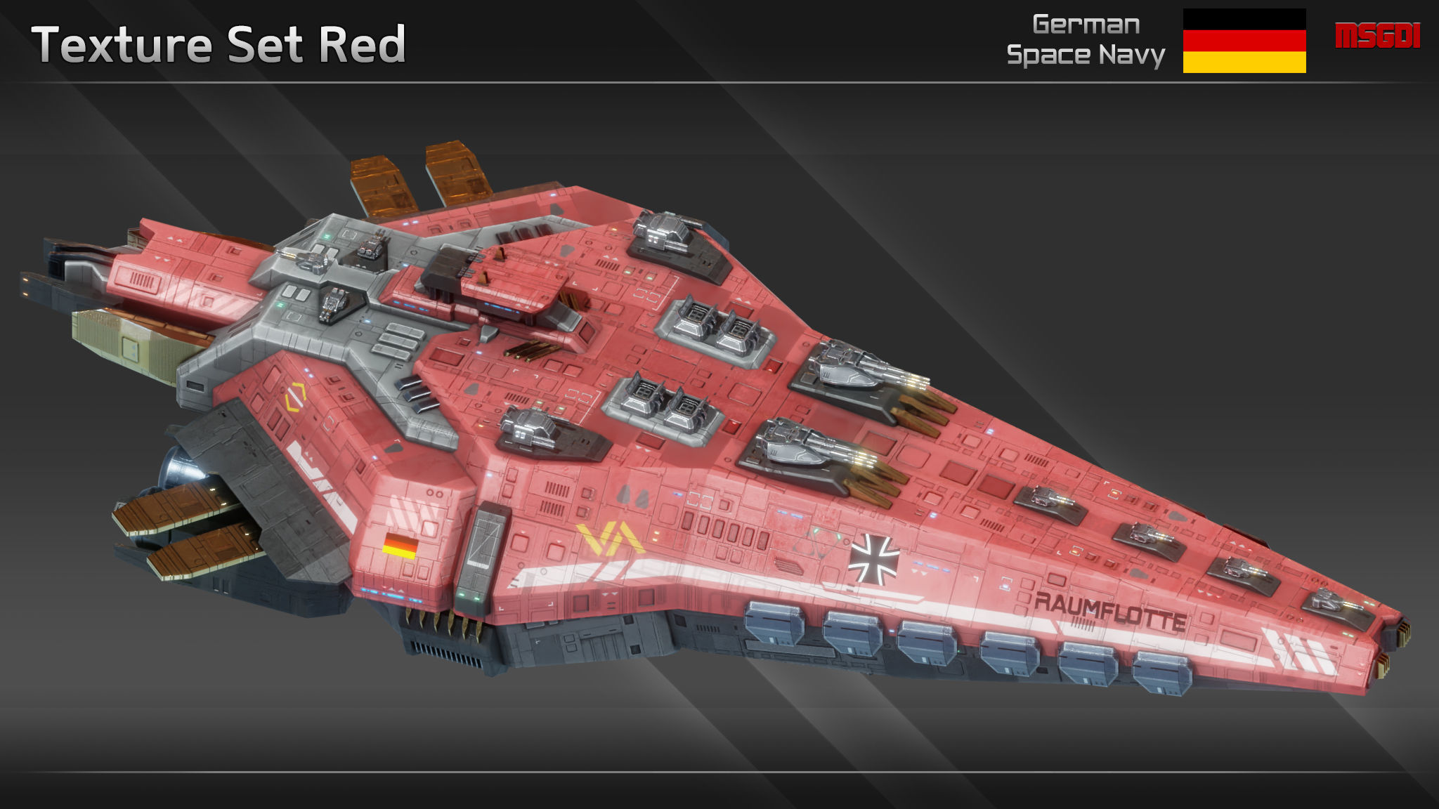 3D model GSN Spaceship Kronprinz Class Cruiser VR / AR / low-poly ...