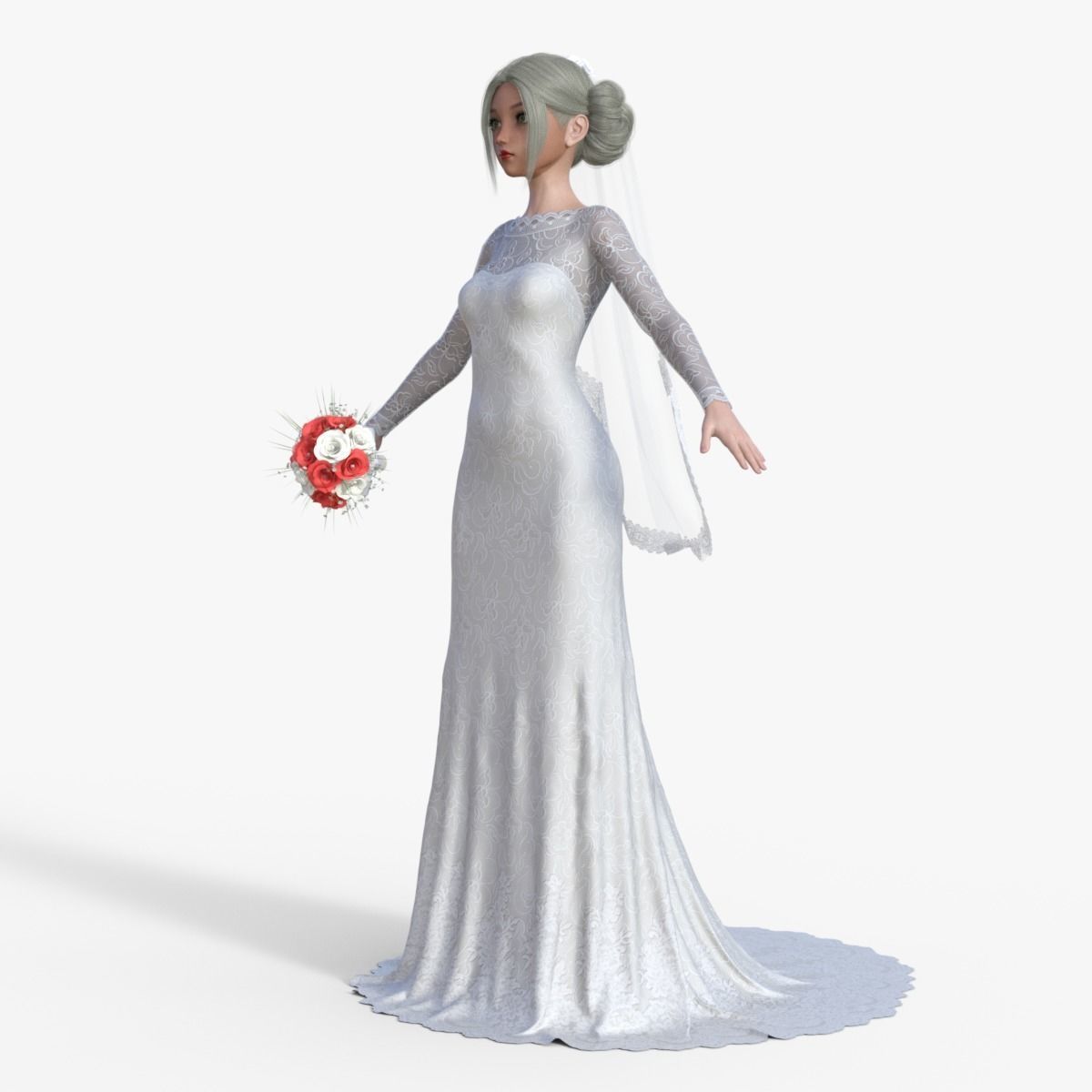 Cartoon Bride 3D model rigged | CGTrader