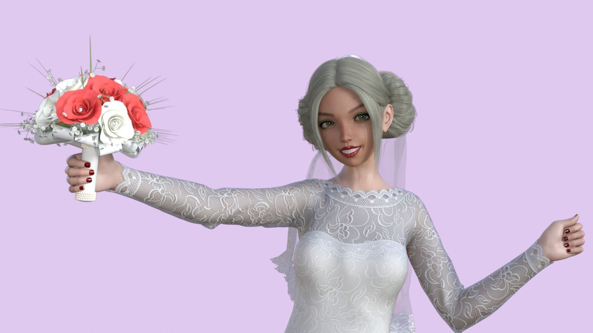 Cartoon Bride 3D model rigged | CGTrader
