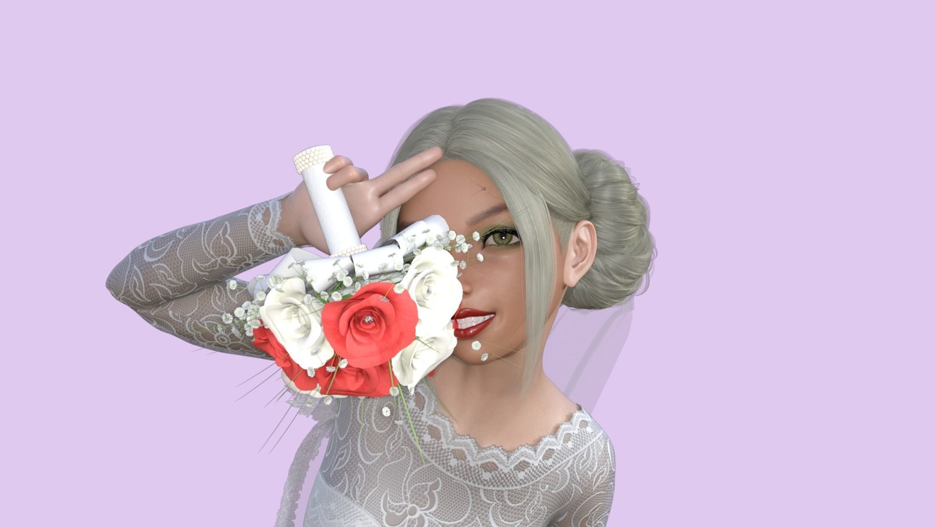 Cartoon Bride 3D model rigged | CGTrader