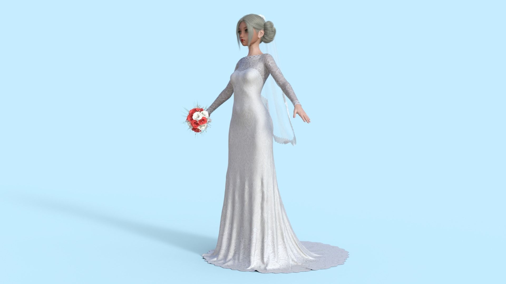 Cartoon Bride 3D model rigged | CGTrader