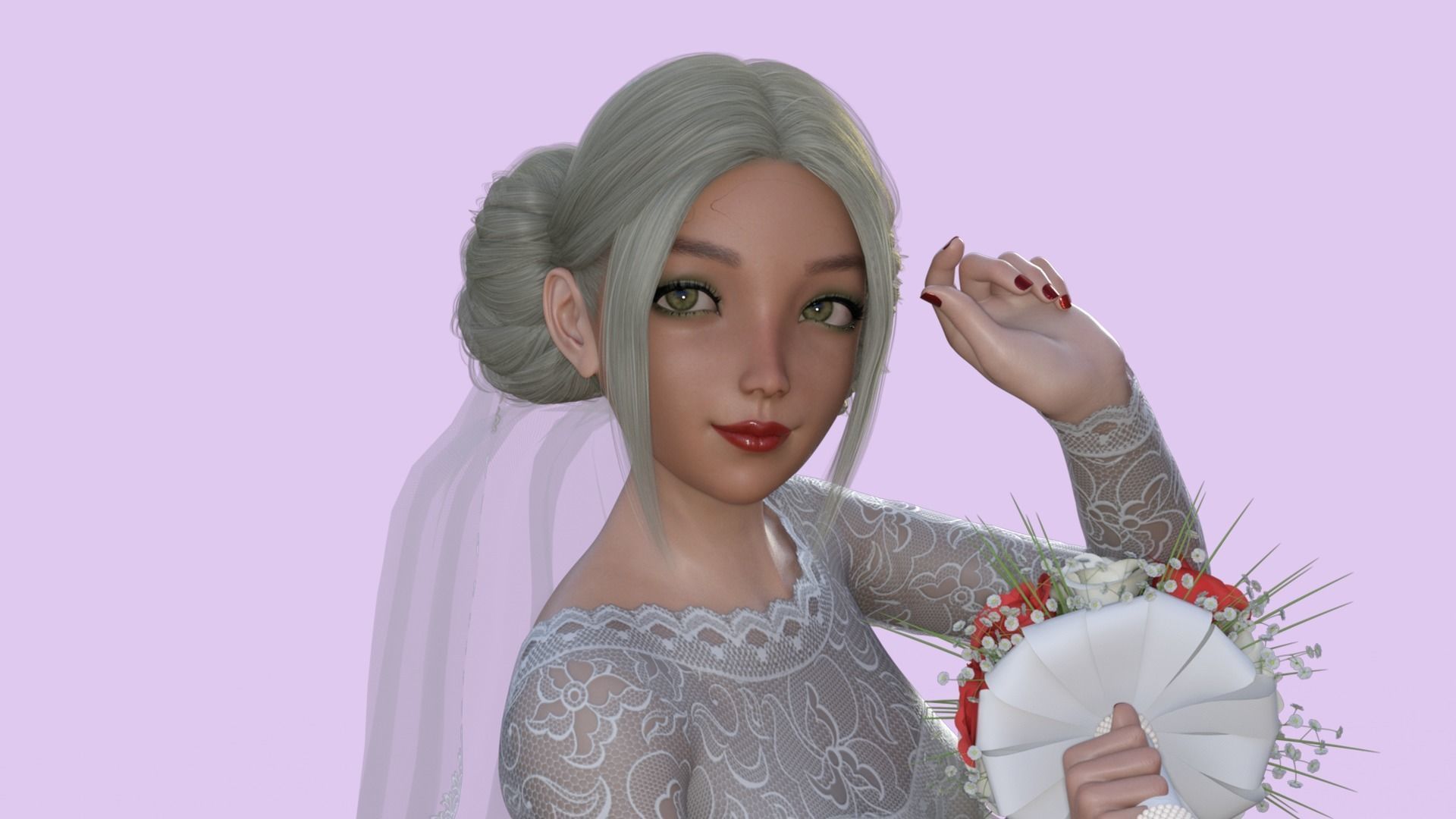 Cartoon Bride 3D model rigged | CGTrader
