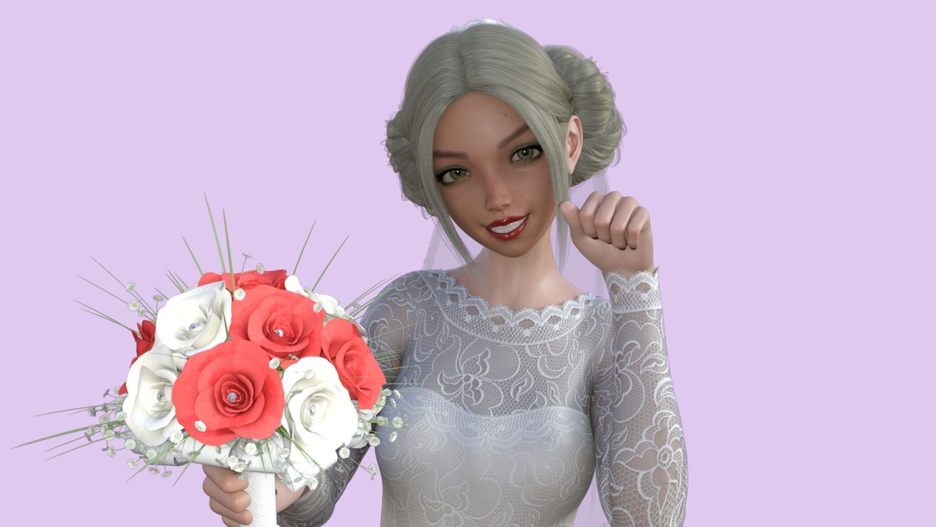 Cartoon Bride 3D model rigged | CGTrader