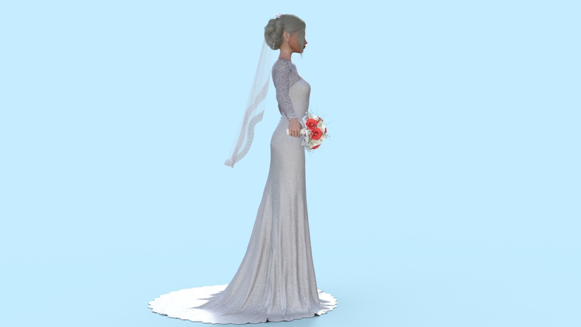 Cartoon Bride 3D model rigged | CGTrader