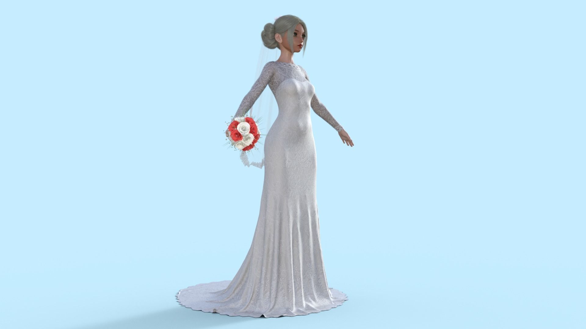 Cartoon Bride 3D model rigged | CGTrader