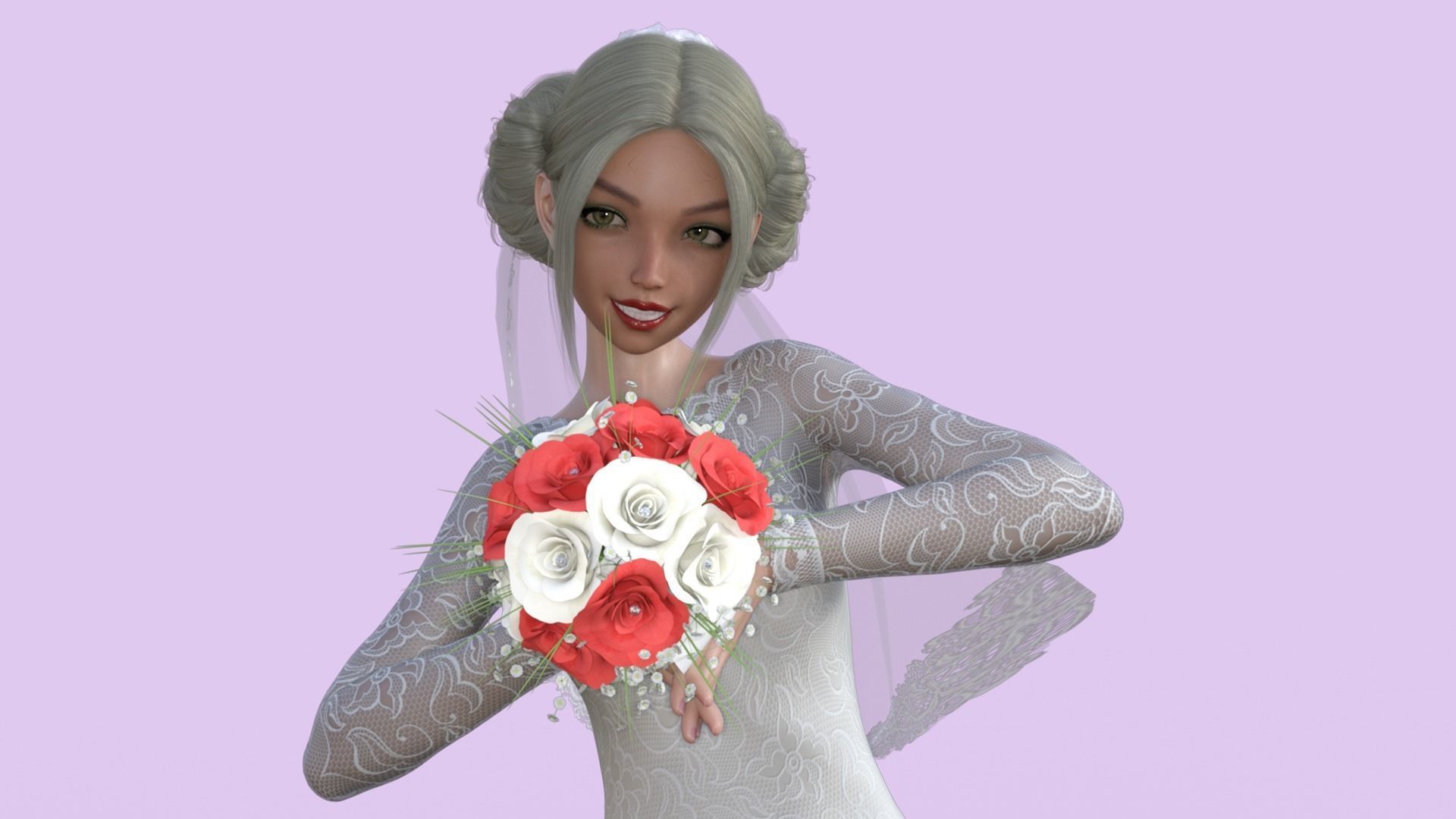 Cartoon Bride 3D model rigged | CGTrader