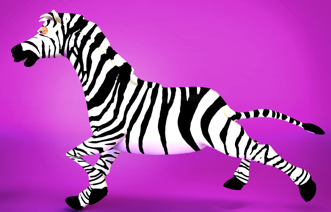 Zebra cute cartoon style 3D model animated rigged | CGTrader
