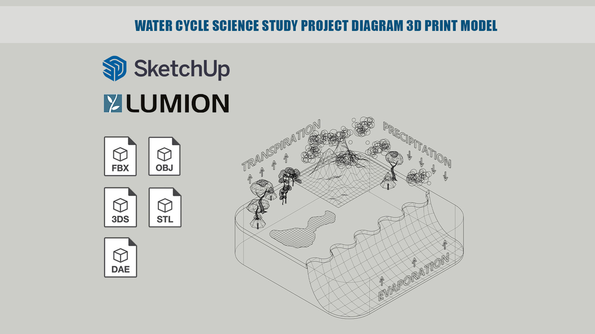 Water Cycle Science study Project diagram in mm 3D model | CGTrader