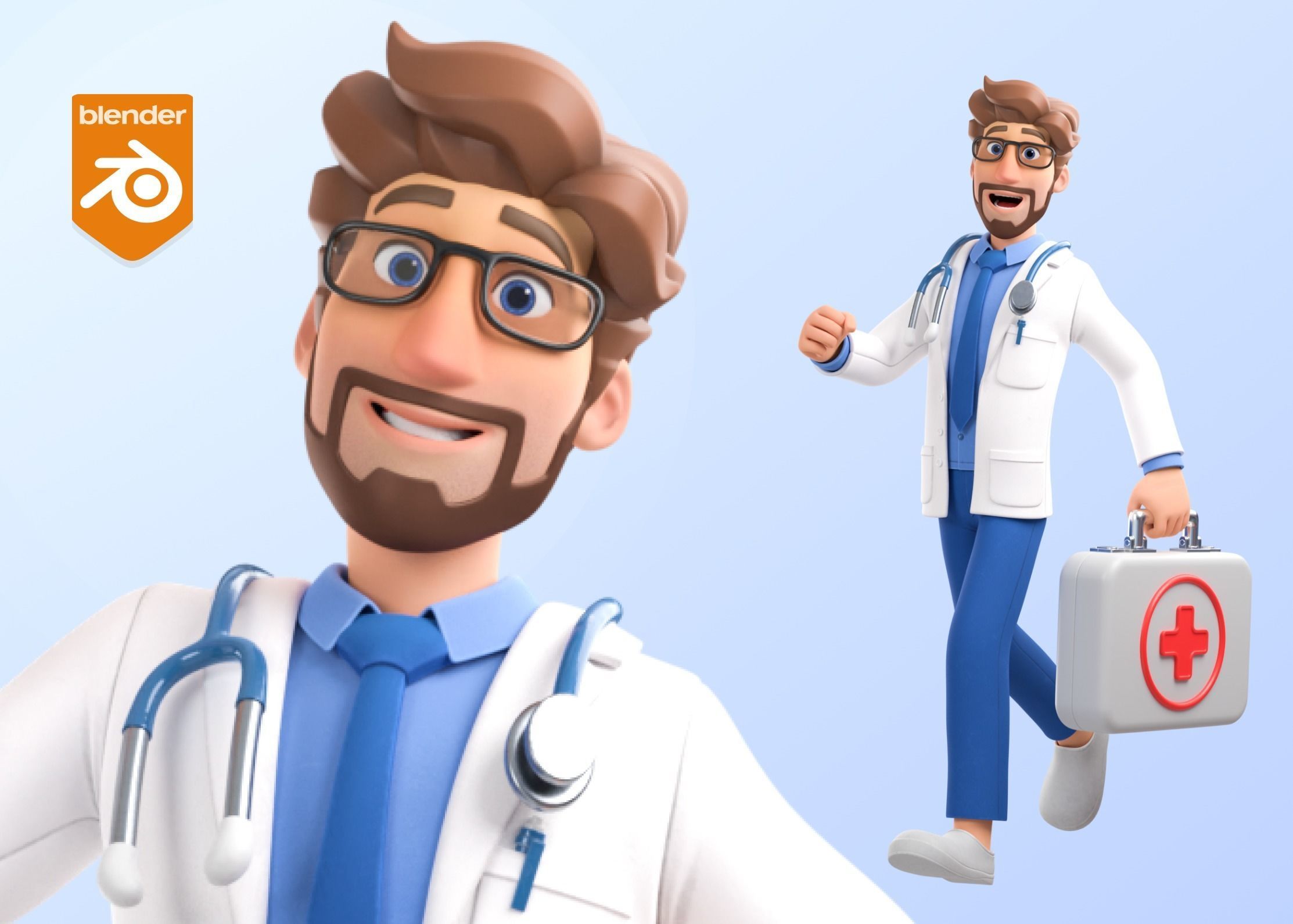 3D model Doctor Man Character Rigged VR / AR / low-poly rigged animated ...