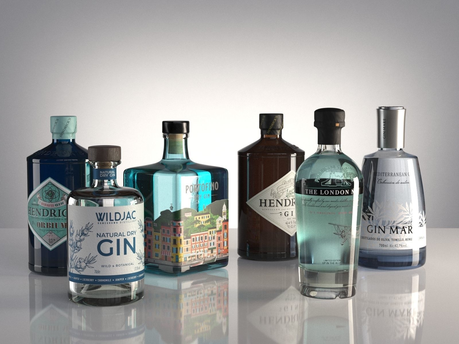 Gin Bottles 3D model | CGTrader