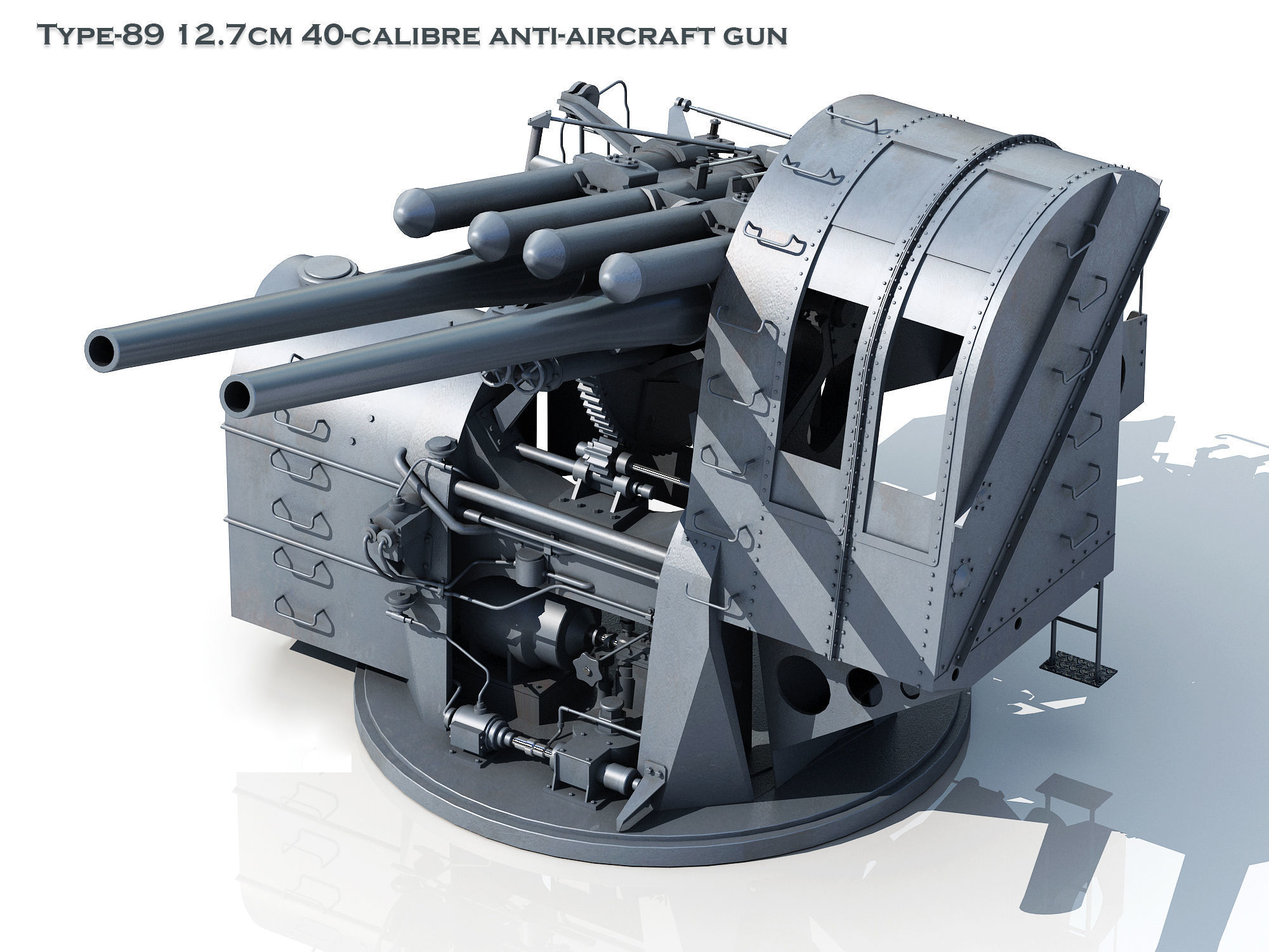 Japan Type-89 127mm AA Gun 3D model | CGTrader