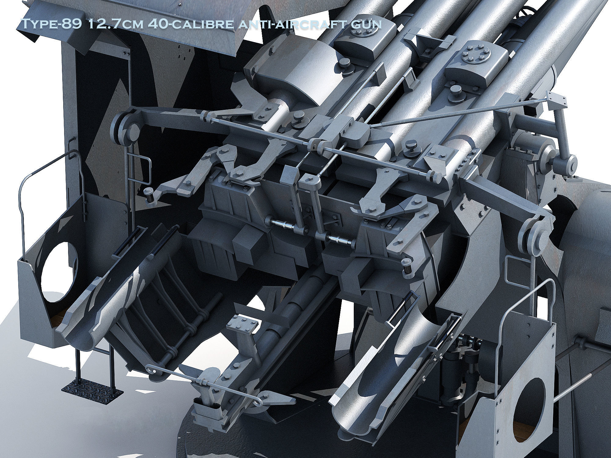 Japan Type-89 127mm AA Gun 3D model | CGTrader