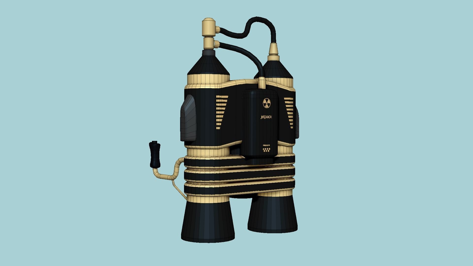 3D model Jetpack E02 Golden Black - SciFi Character Design VR / AR / low-poly | CGTrader