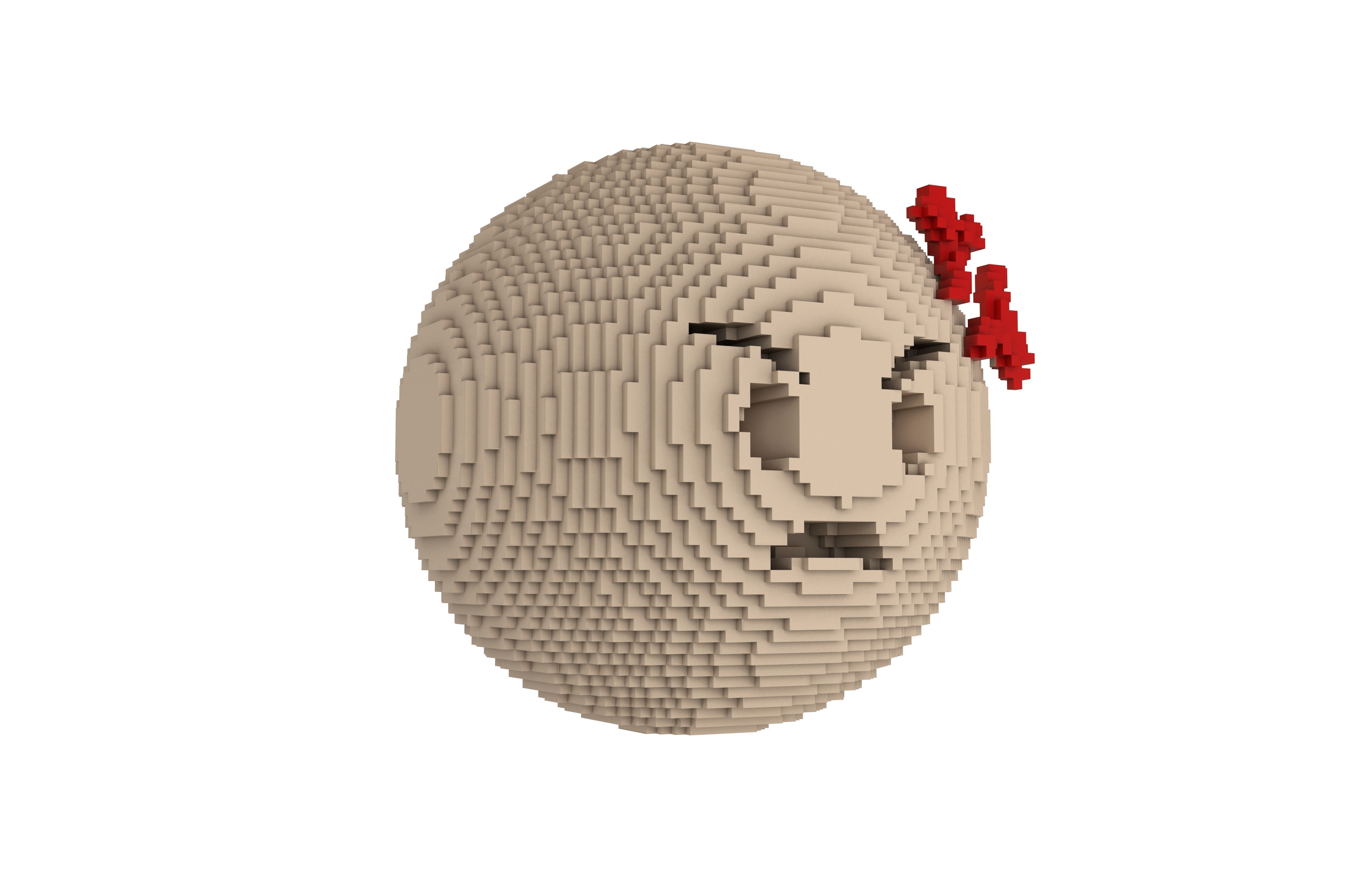 3D model Voxel Angry Face With Anger Symbol v1 003 VR / AR / low-poly ...