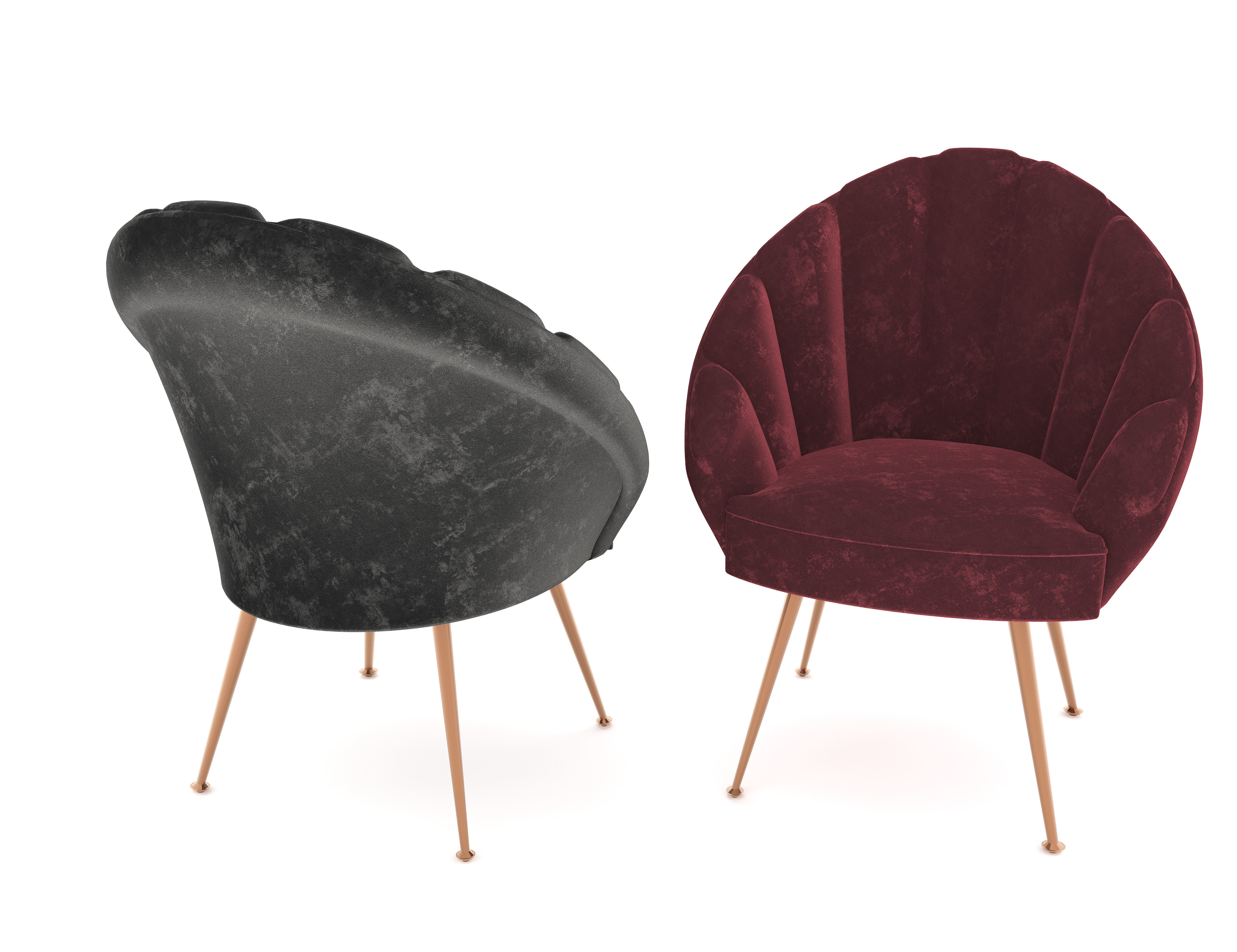 velvet shell chair 3D model | CGTrader