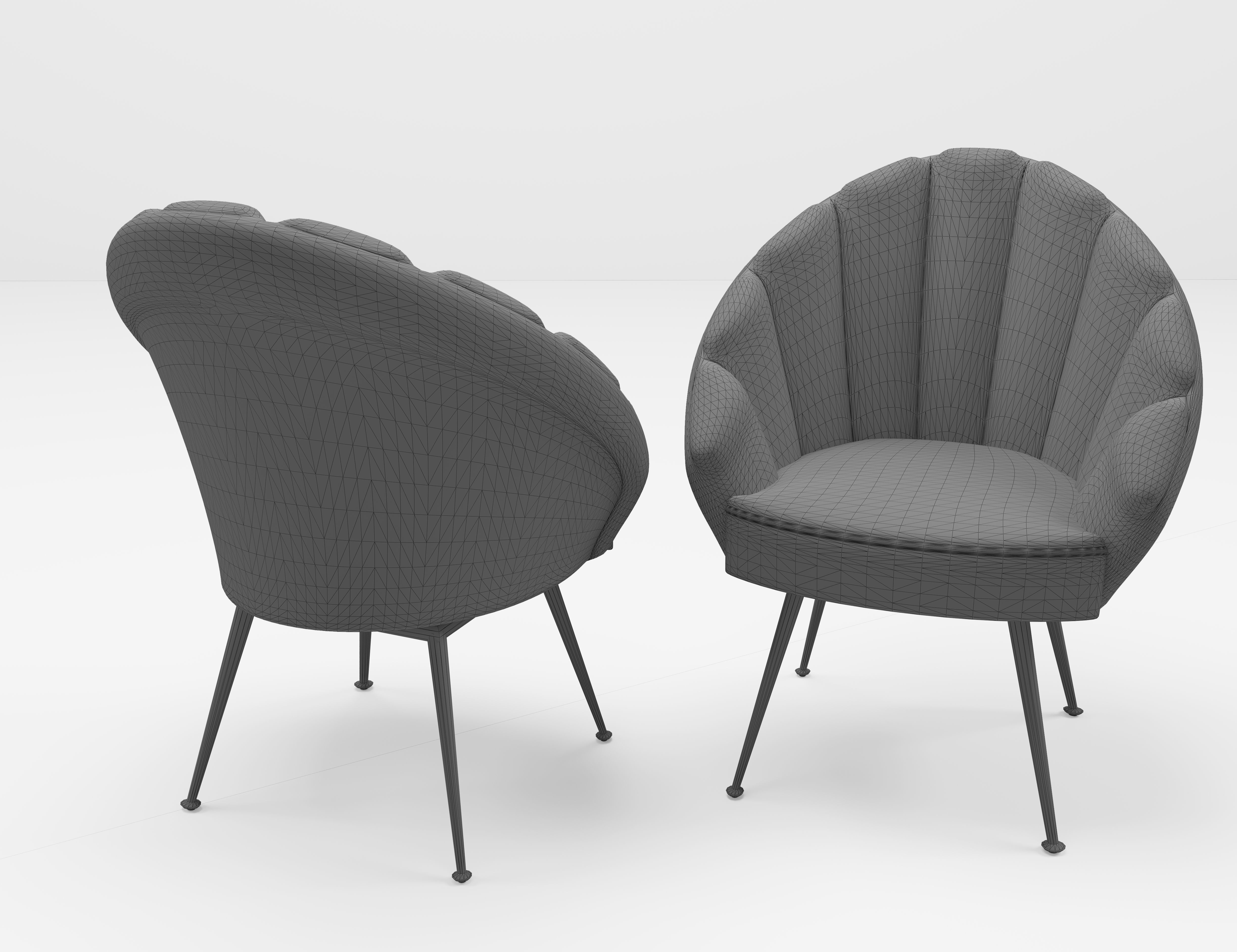 velvet shell chair 3D model | CGTrader