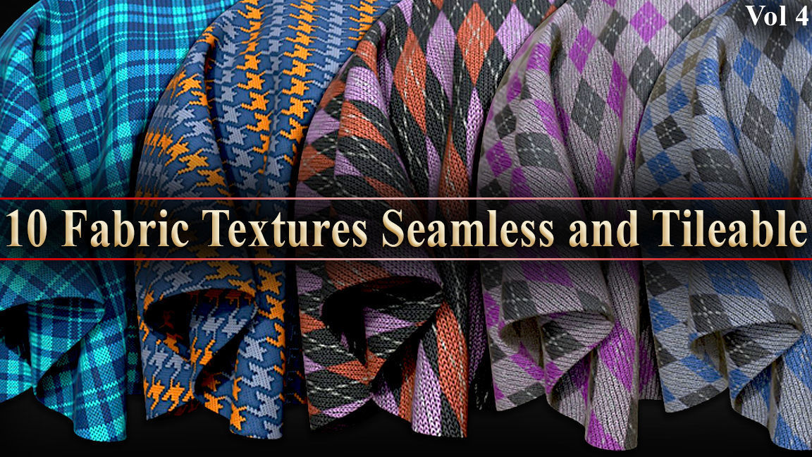 3D model 10 Fabric Textures Seamless and Tileable Vol 4 VR / AR / low ...