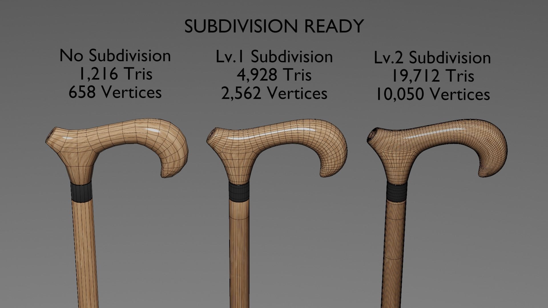 3D model Wooden Walking Stick VR / AR / low-poly | CGTrader